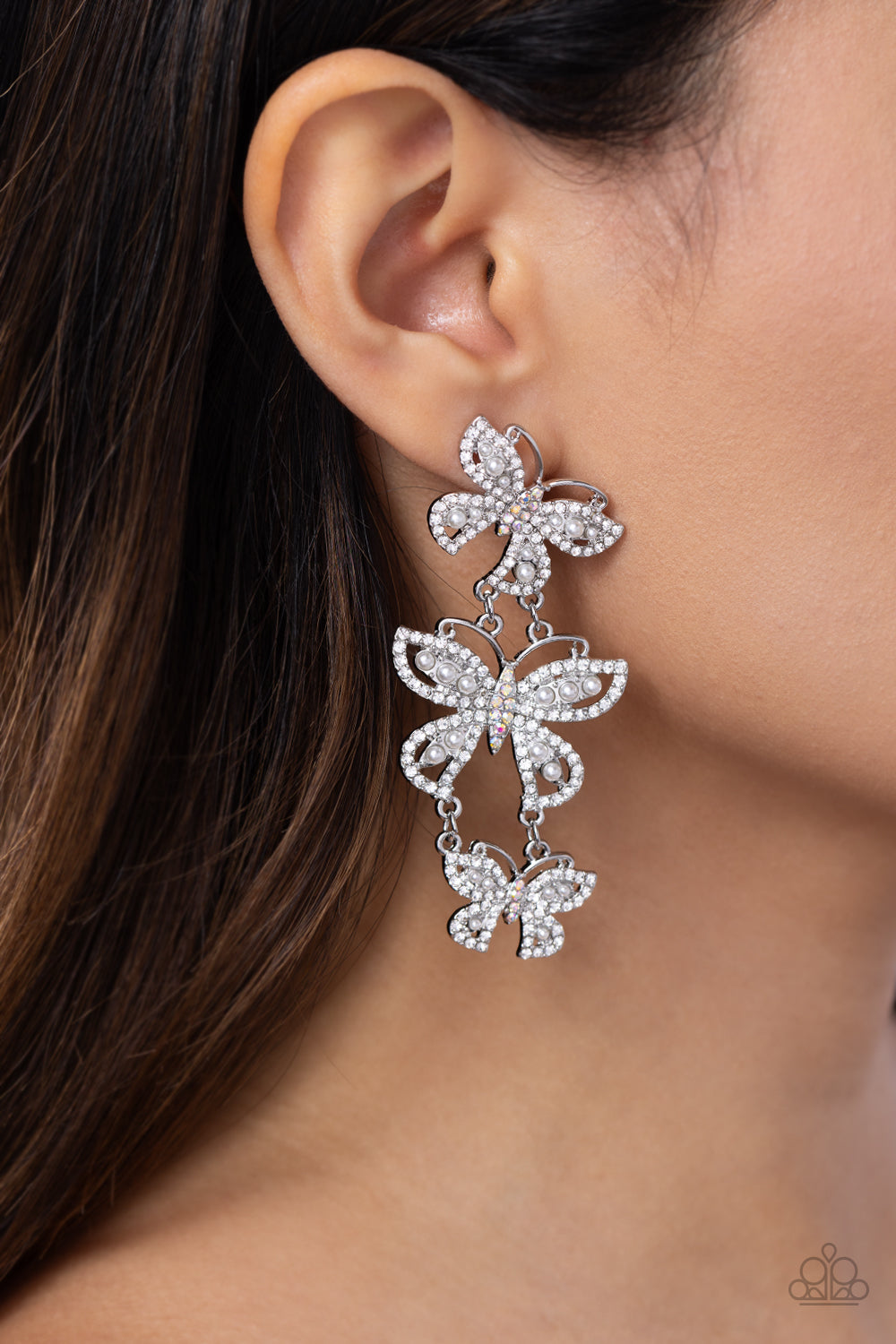 Fluttering Finale - White Earrings – Blinging For Success